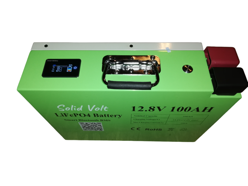 Baterie Litiu Lifepo4PO4 12V - 100Ah Smart BMS, Bluetooth Display Pe Baterie | Solidvolt